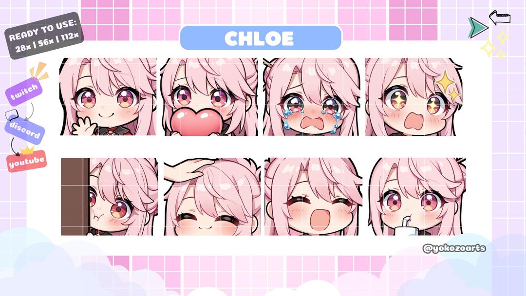 Fate - Chloe Von Einzbern Emotes, Anime Emotes, Chibi Emotes for Twitch ...
