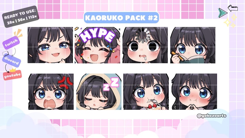 Shoujo Girl Kaoruko Pack #2 Emotes, Anime Emotes, Chibi Emotes for ...