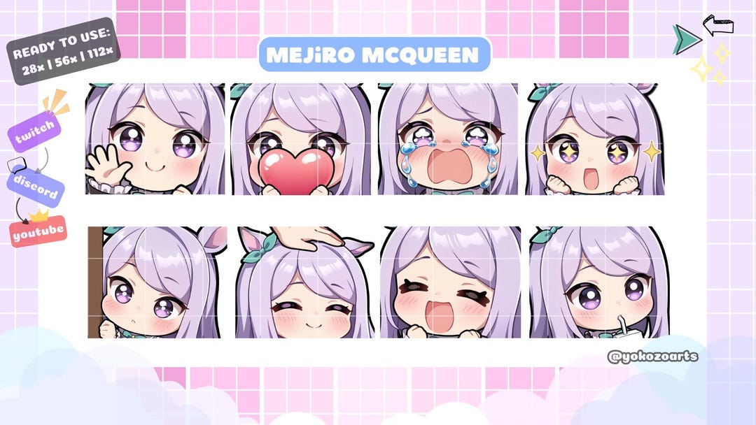 Umamusume - Mejiro Mcqueen Emotes, Chibi Emotes for Twitch/discord ...
