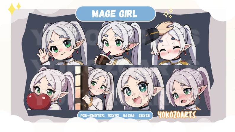 Mage Anime Girl, Anime Emotes, Chibi Emotes for Twitch/discord/youtube ...