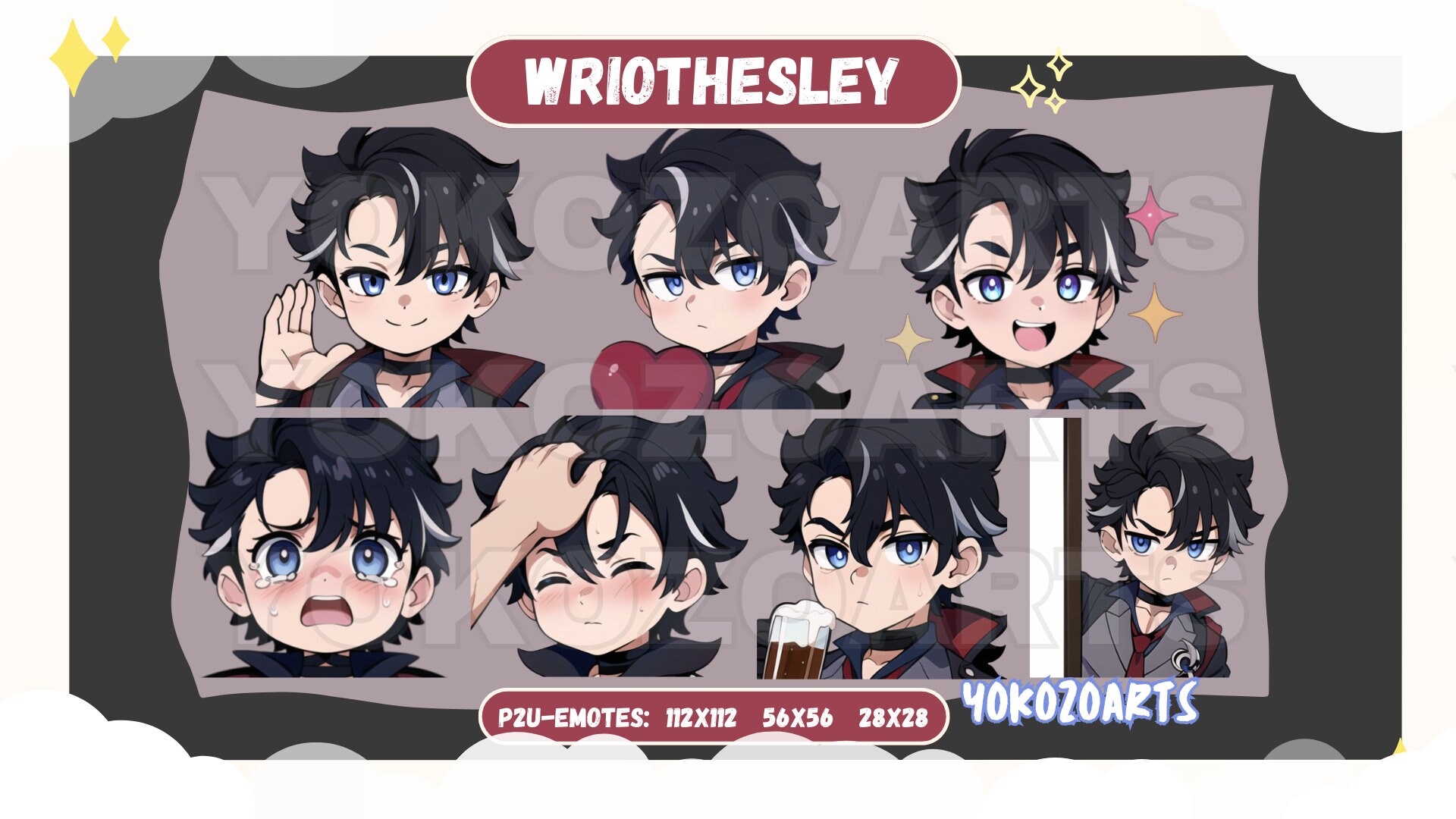 Genshin Impact Wriothesley Emotes, Ready to Use Cute Chibi Emotes for ...