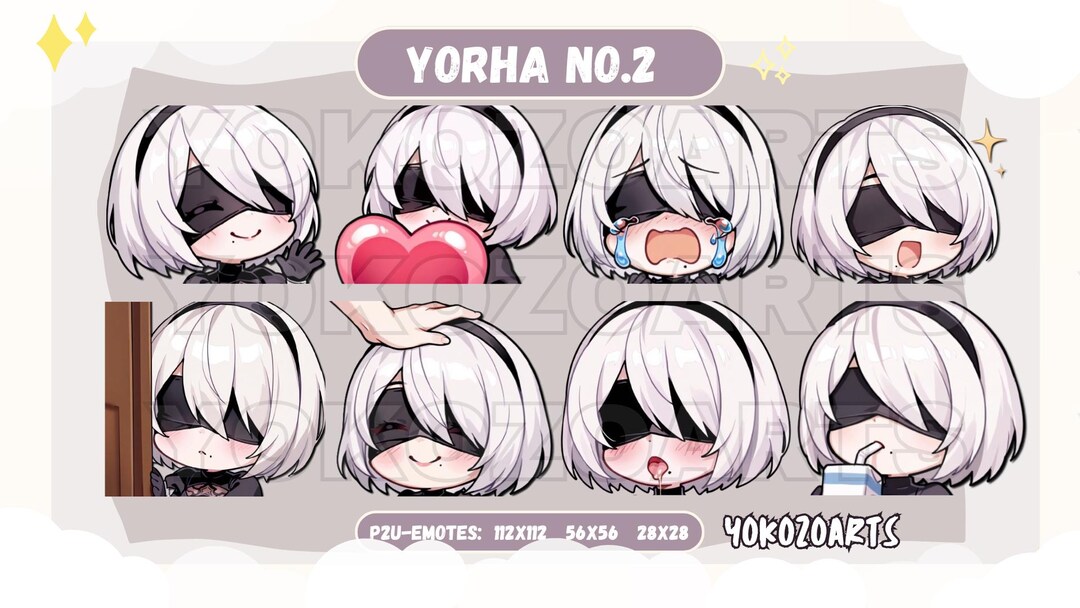 Nier: Automata - Yorha No.2 Emotes, P2U Emotes for Twitch/yt/discord - Etsy