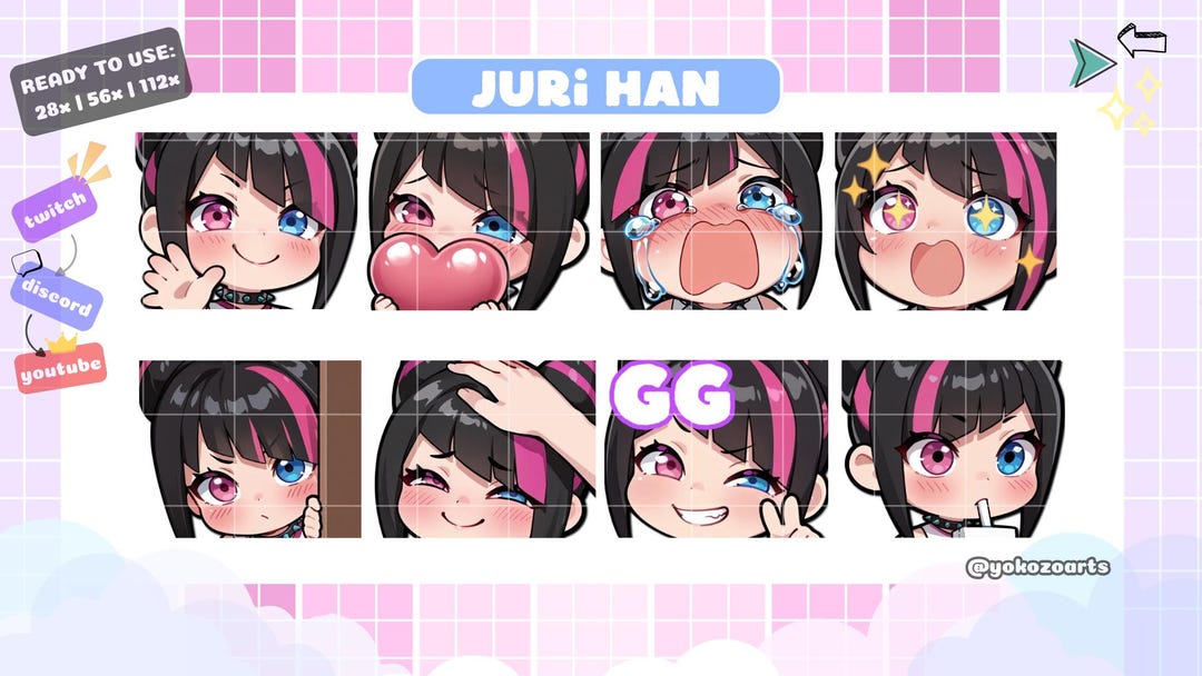 SF 6 - Yuri Han Emotes, Chibi Emotes for Twitch/discord/youtube - Etsy