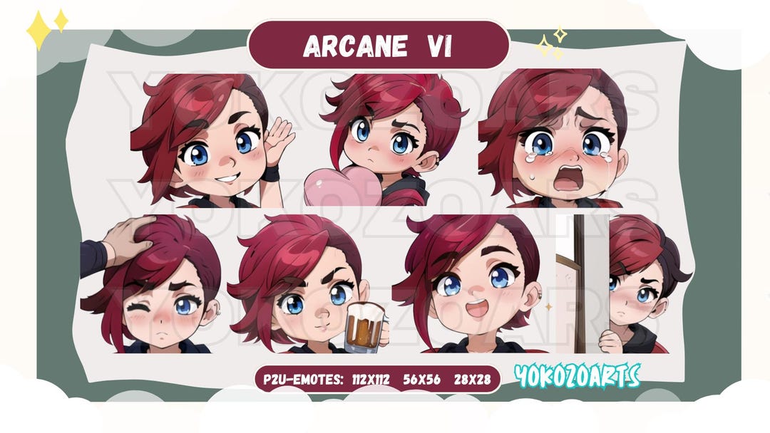 Lol Arcane - Vi Chibi Emotes, League of Legends, P2U Emotes for Youtube ...