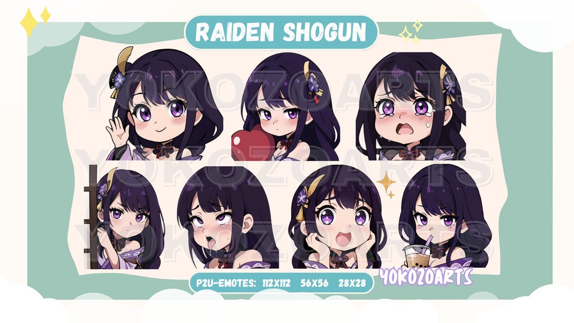 Genshin Impact - Raiden Shogun Emotes, Ready to Use Cute Chibi Emotes ...