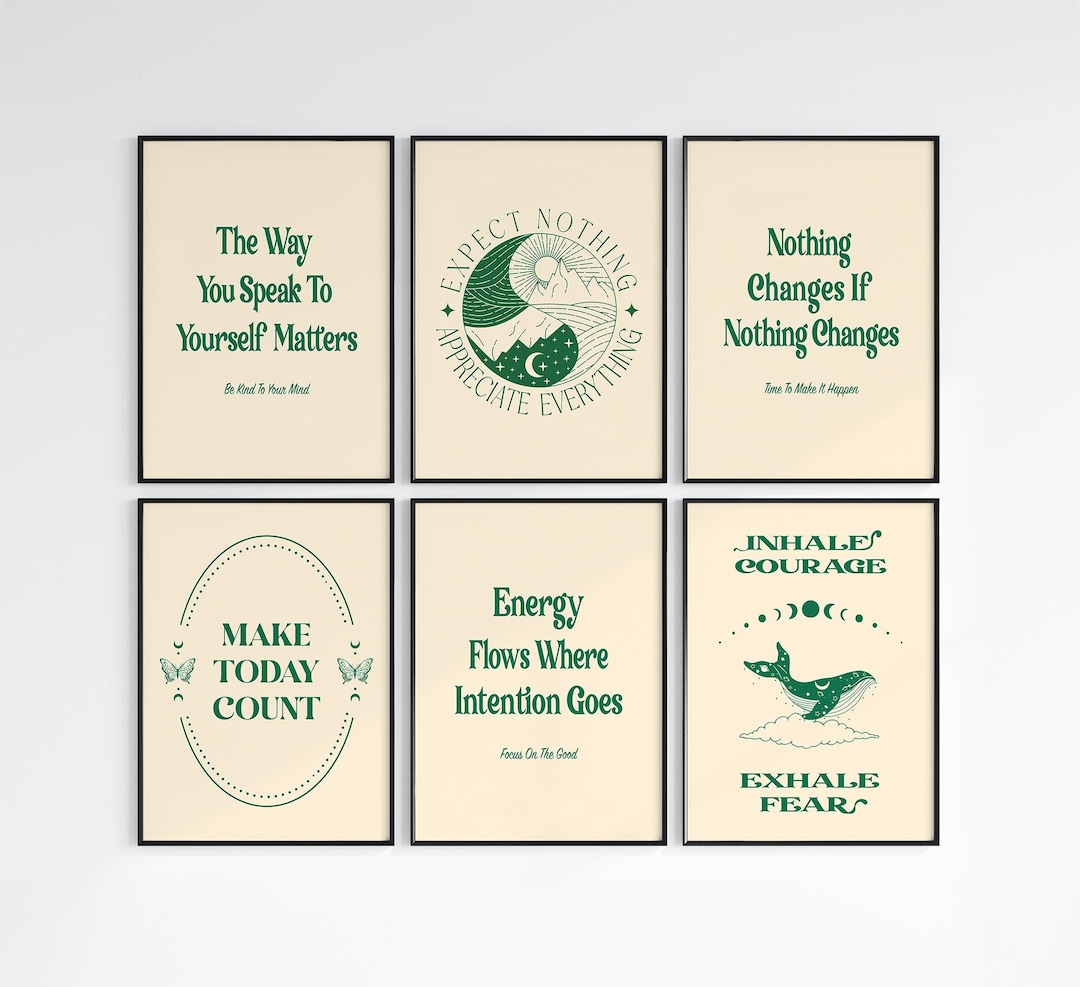 Quote Wall Art Set of 6, Mental Health Art Print Bundle for Therapy ...