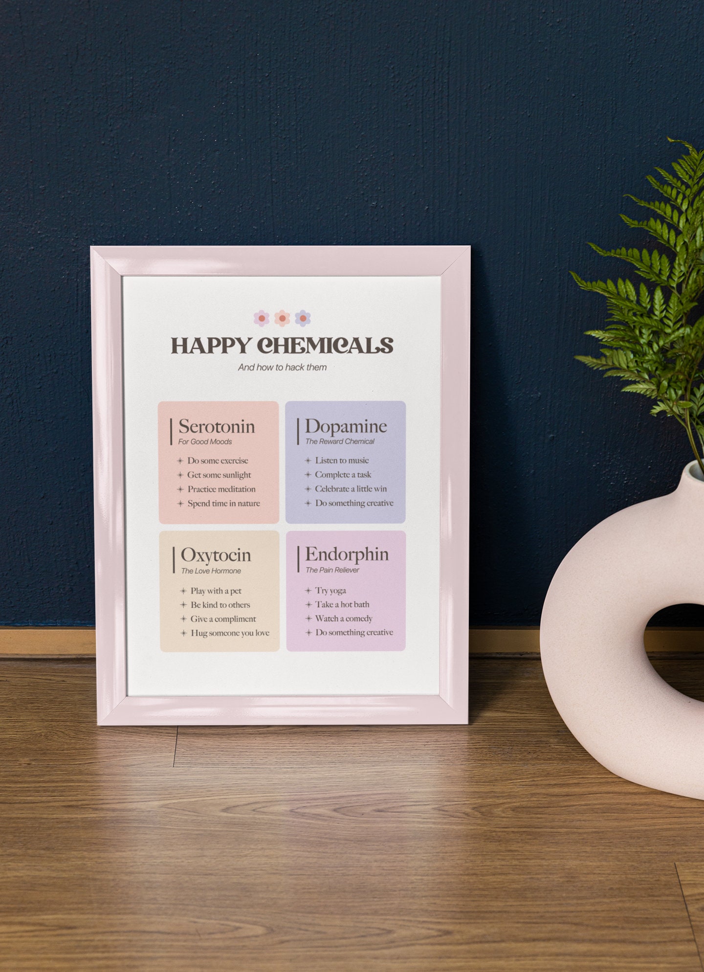 Happy Chemicals Poster, Therapy Office Decor for Well Being, School ...