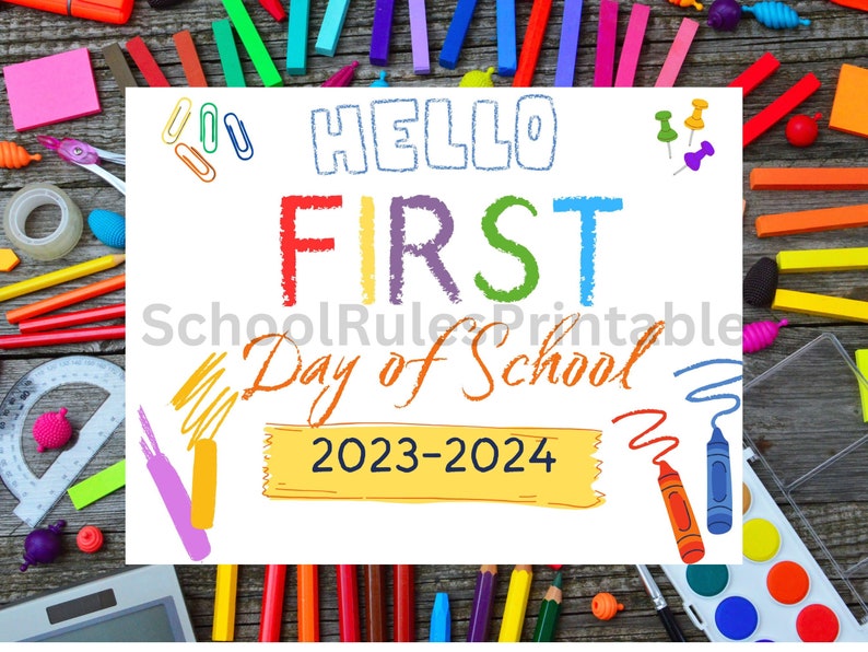 Hello First Day of School Printable JPG/PDF/SVG - Etsy