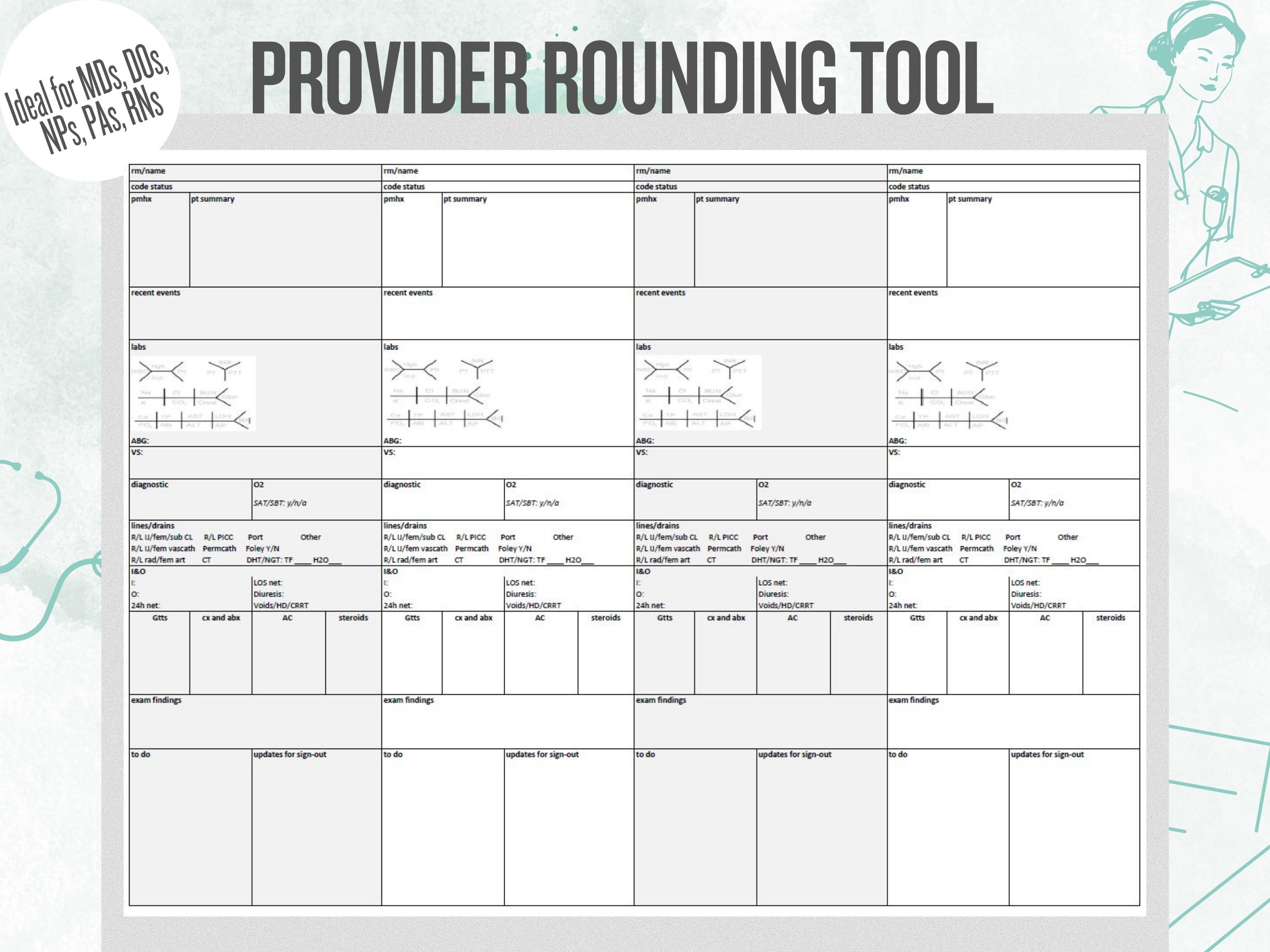 Provider Rounding Tool Vertical Layout for Physician, Nurse ... Provider Rounding Tool Vertical Layout for Physician, Nurse ...