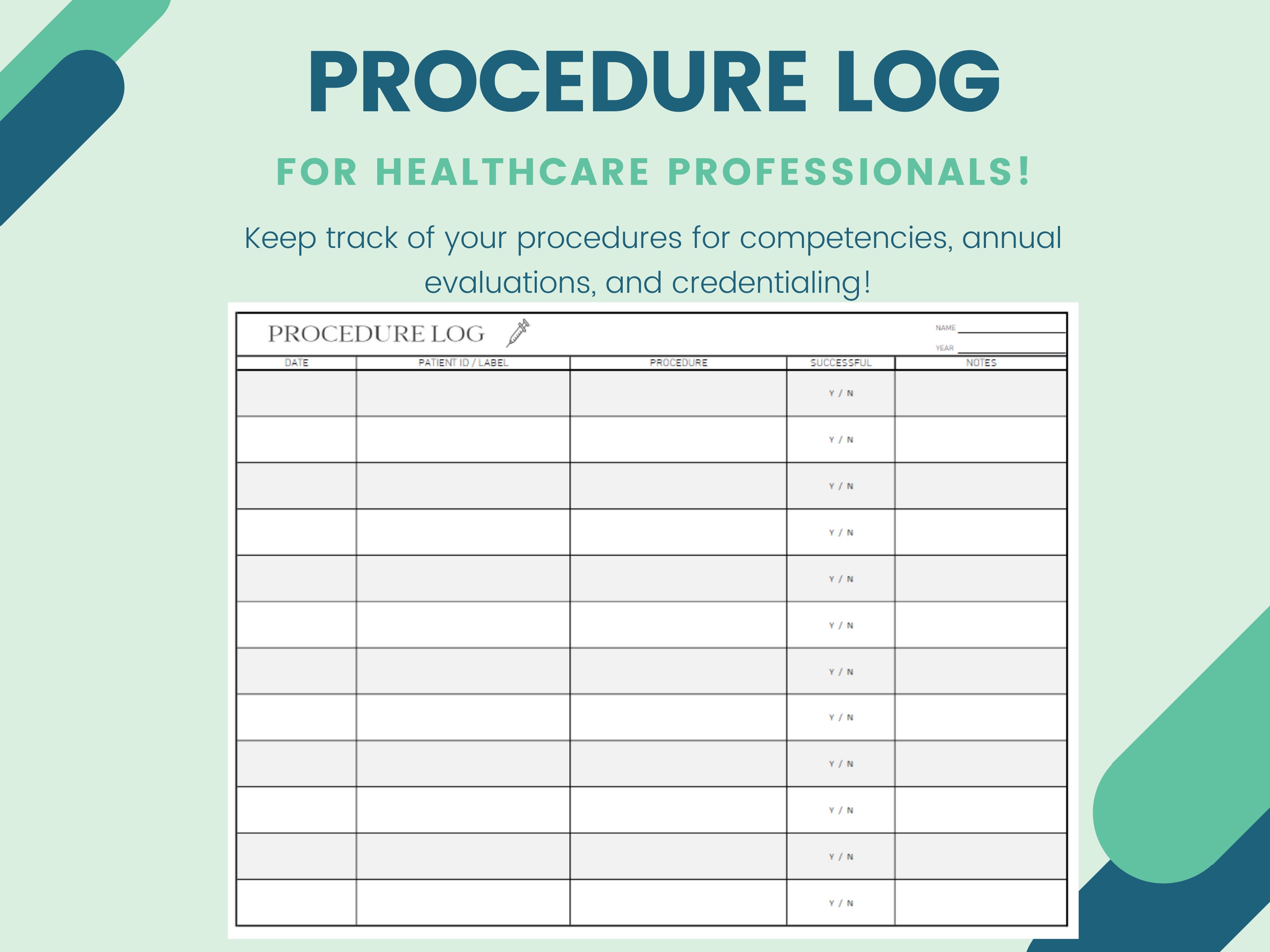 Procedure Log (for Healthcare Professionals) - Track All of Your Procedures in One Place! - Etsy