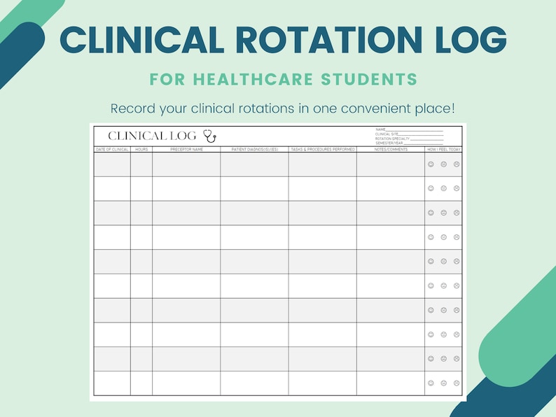 Clinical Rotation Log (for Healthcare Students!) - Etsy