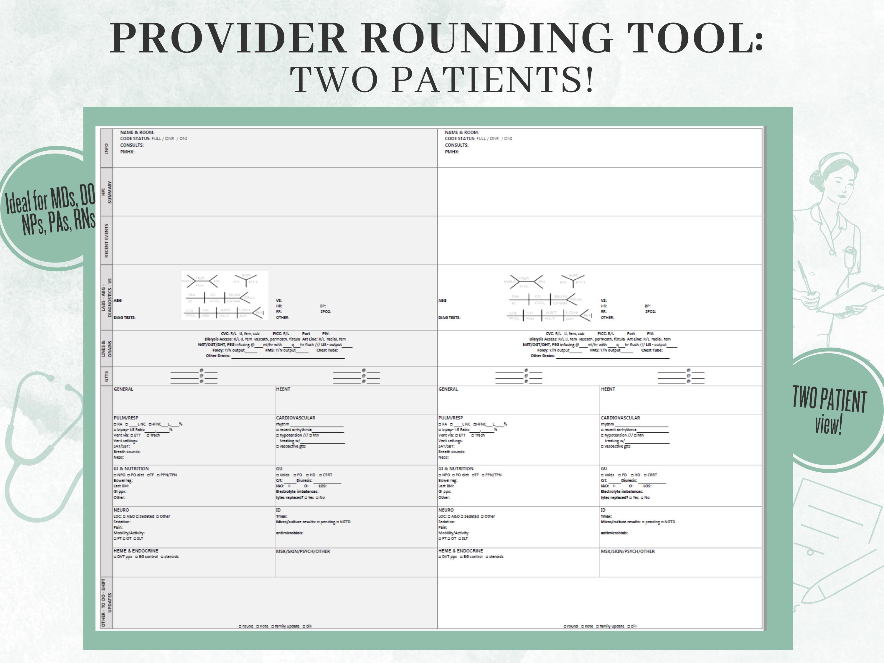 System-based Provider Rounding Tool: TWO Patients (physician, Nurse ...