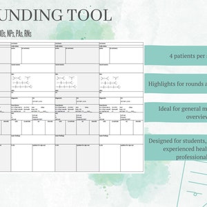 Provider Rounding Tool: Vertical Patient Sign-out Template (PDF) - Etsy