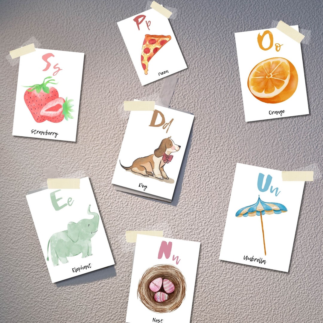 Set of 26 Alphabet Flashcards Montessori Flash Cards - Etsy