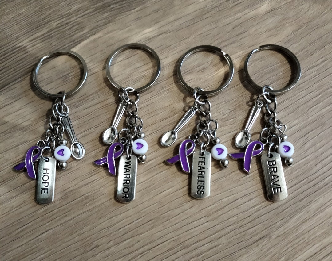 IBD inflammatory Bowel Disease Awareness Keychain, 2 Styles. Purple ...