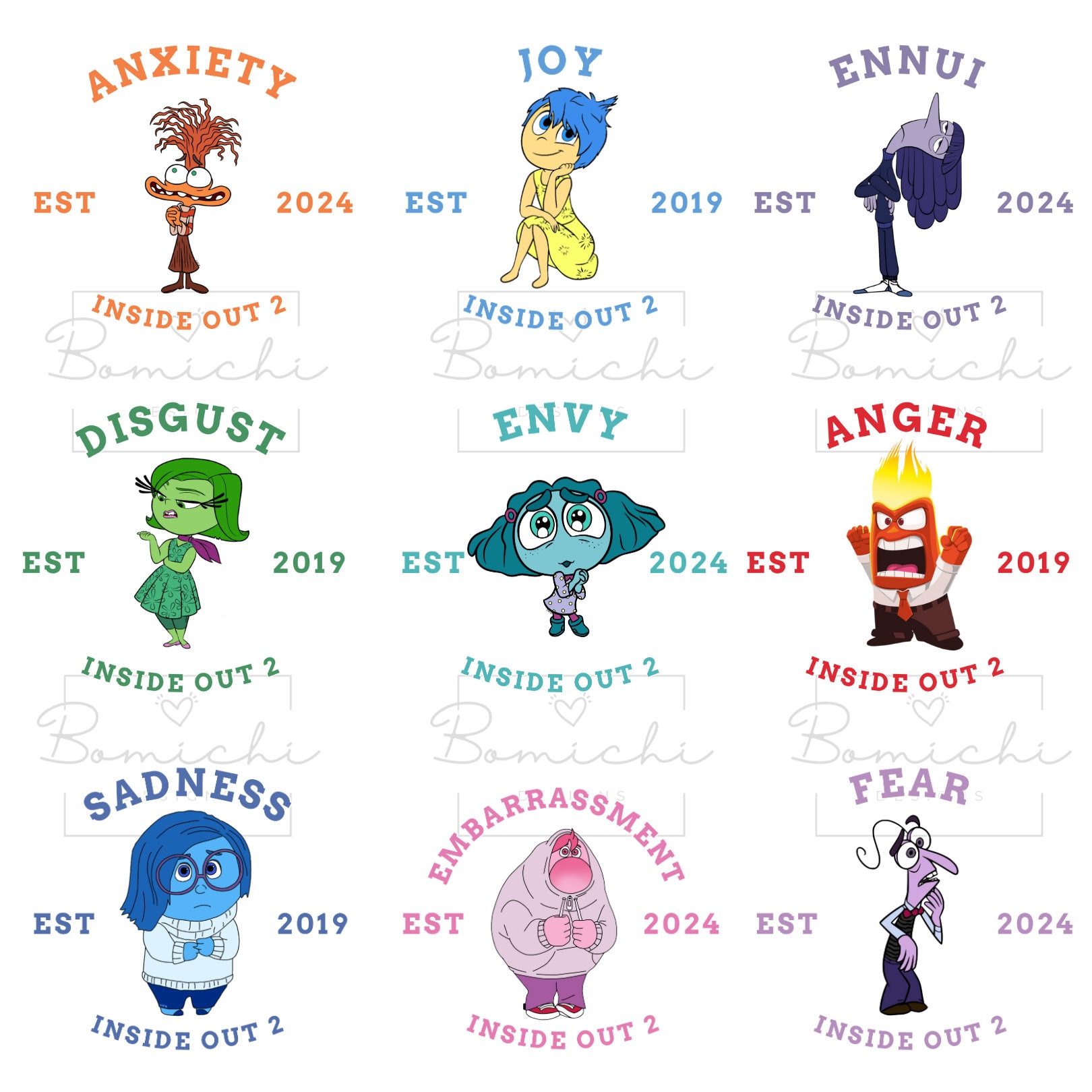 Inside Out 2 Characters Svg Png, Svg for Cricut, Inside Out 2 Png Svg ...