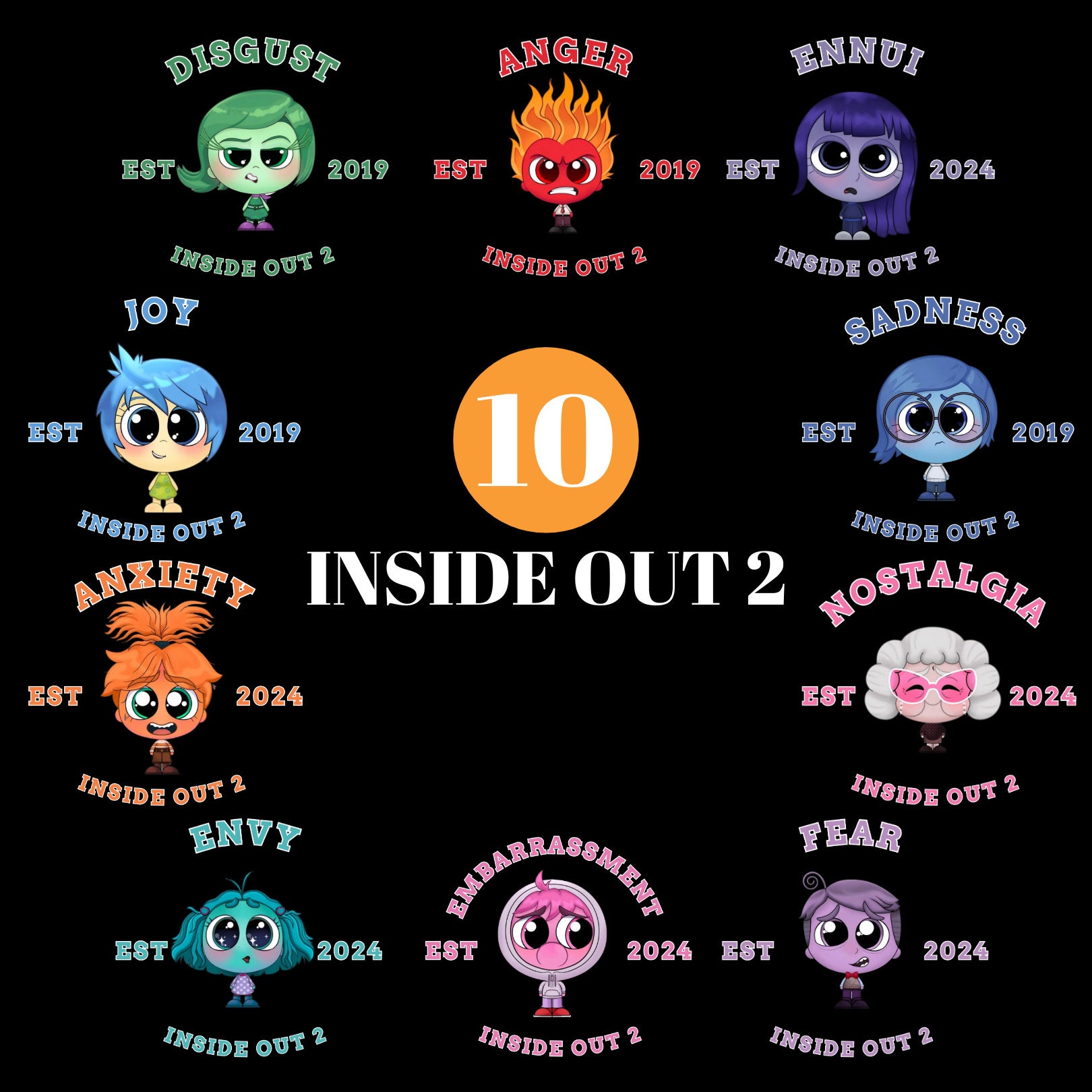Inside Out 2 Characters Svg Png, Svg for Cricut, Inside Out 2 Png Svg ...
