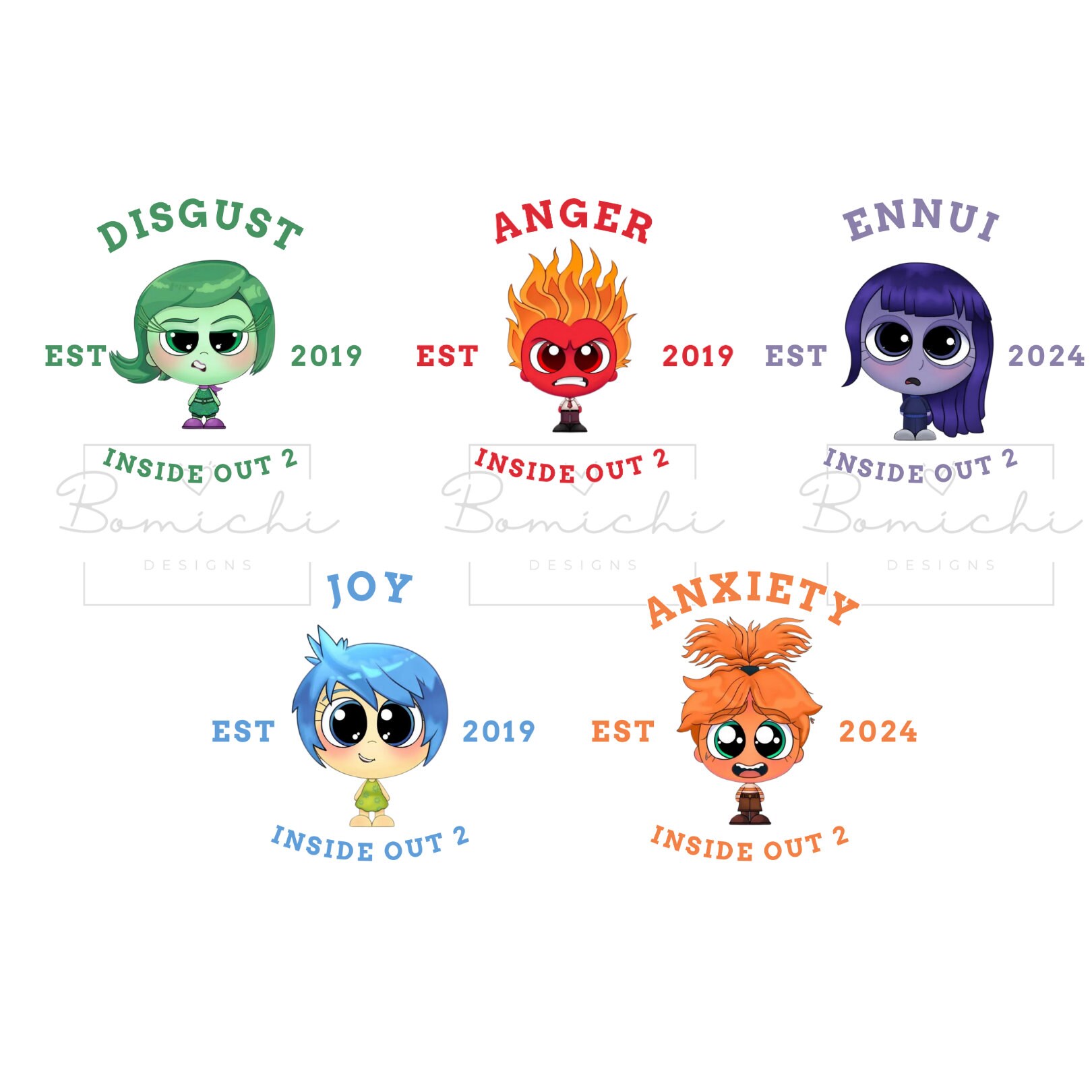 Inside Out 2 Characters Svg Png, Svg for Cricut, Inside Out 2 Png Svg ...