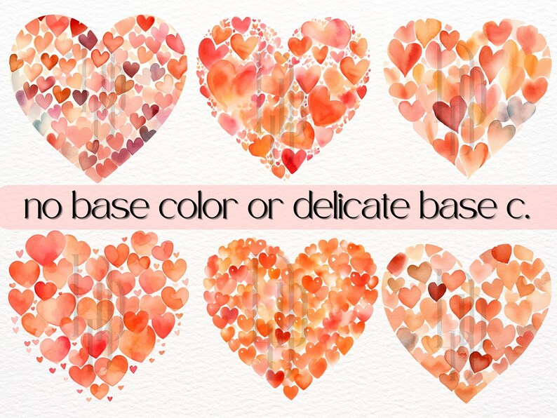60x Clipart Hearts Pastel Heart Clipart Watercolor Heart Shape Hearts ...