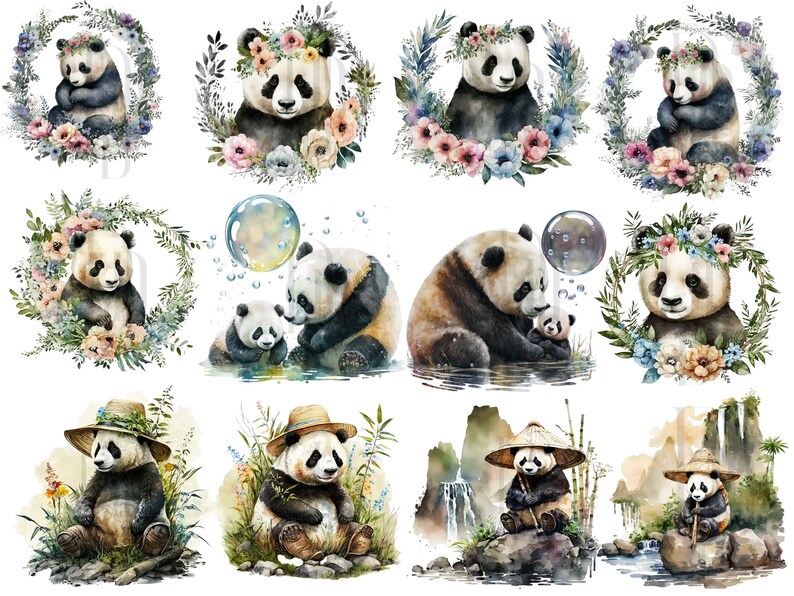 90x Bundle Clipart Panda Adventure Clipart Cute Panda Clip Art ...
