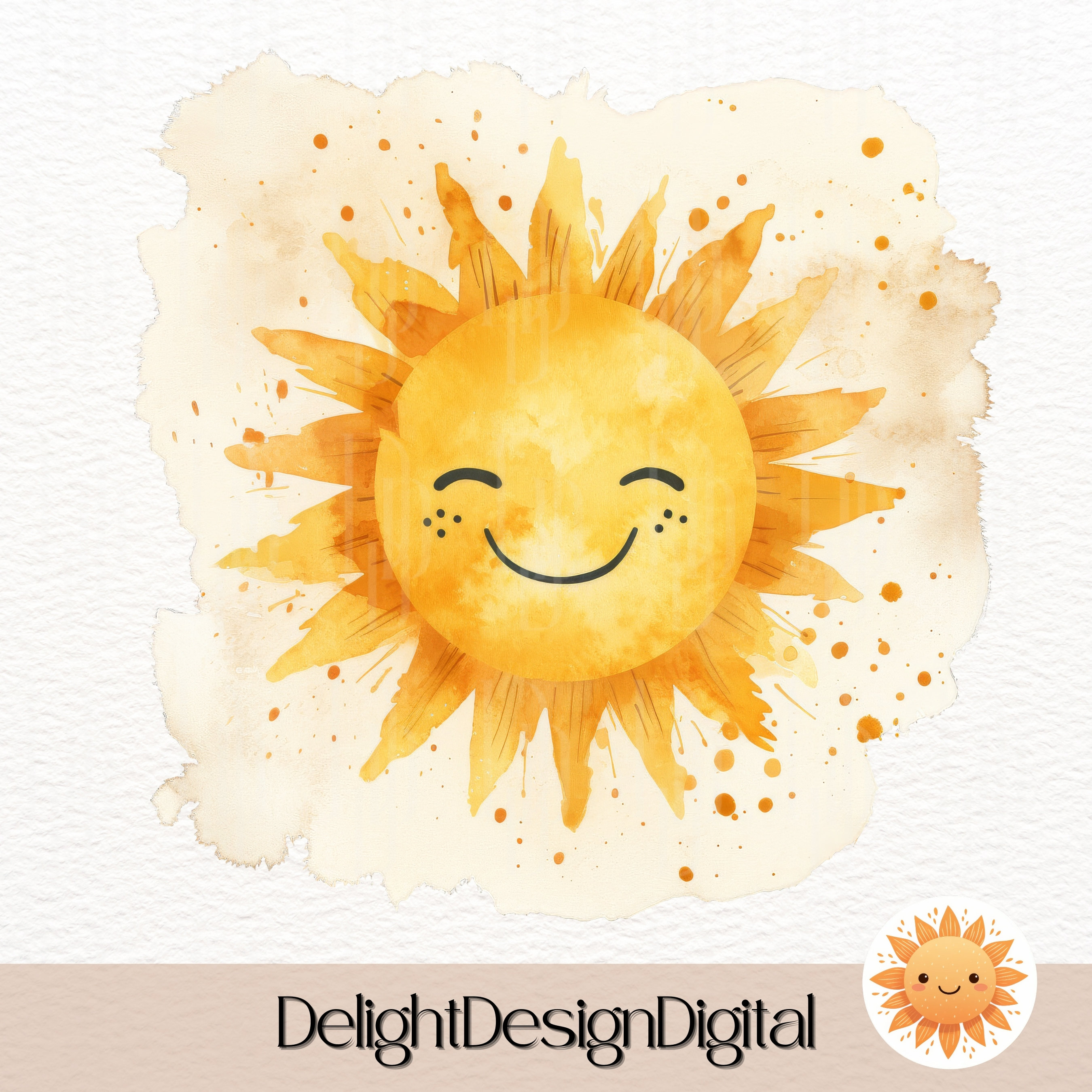30x Clipart Sun Watercolor Happy Sun Clipart Nursery Sunny Clipart ...