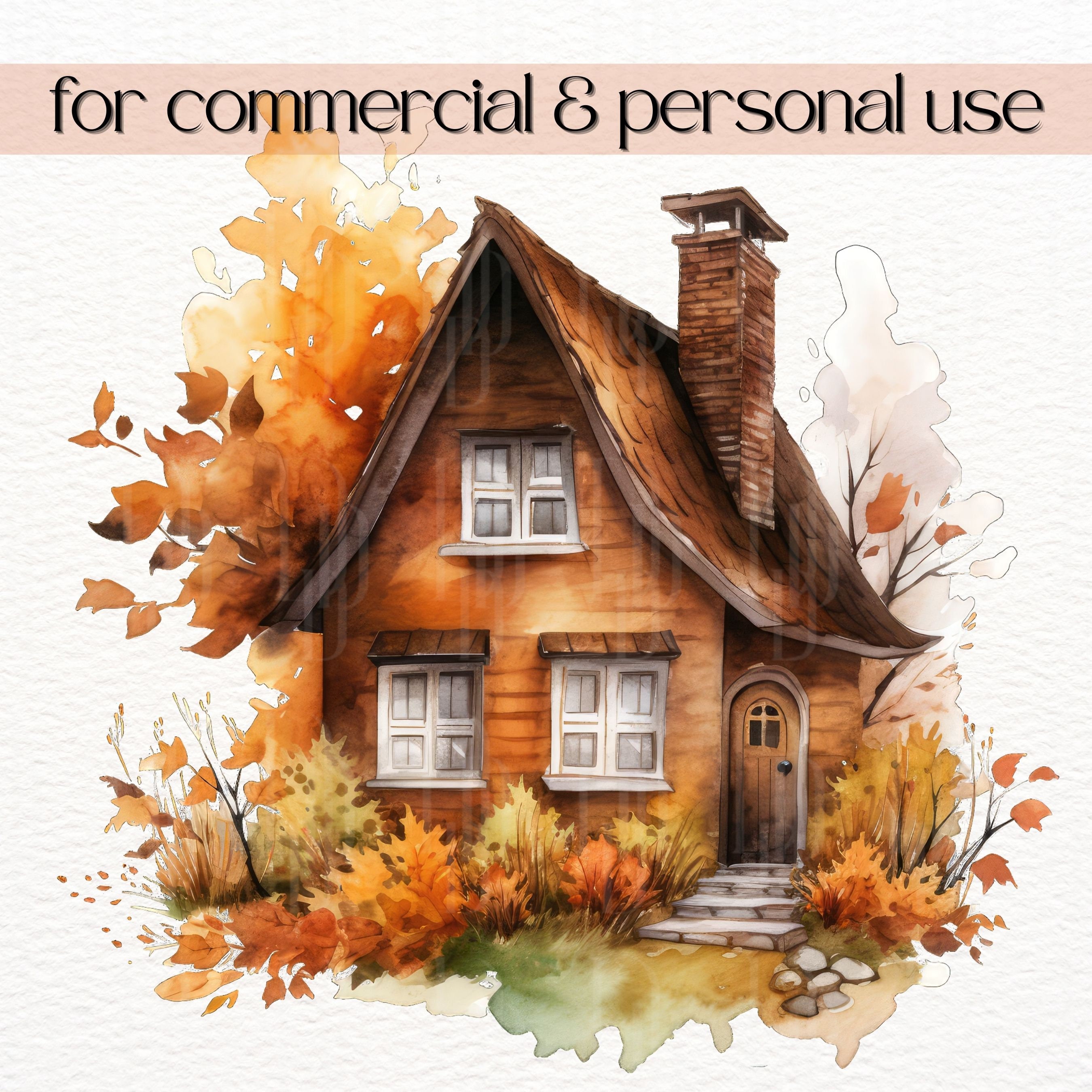12x Clipart Cozy Fall House Clipart Home Autumn Trees Clipart ...