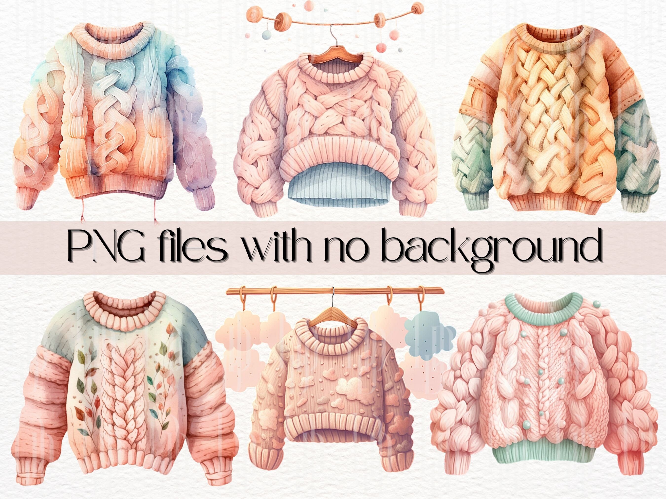 24x Clipart Pastel Sweater Watercolor Clipart Spring Sweater Watercolor ...