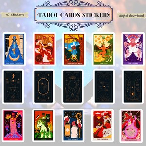 70 Pcs Tarot Card Stickers Pack, Digital Tarot Stickers for Scrapbook ...