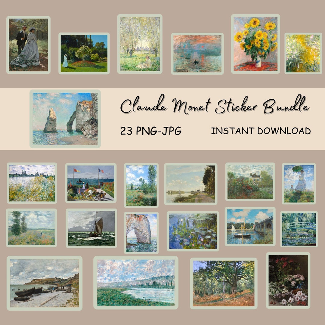 Claude Monet Printable Stickers, 23 Printable Vintage Digital Stickers ...