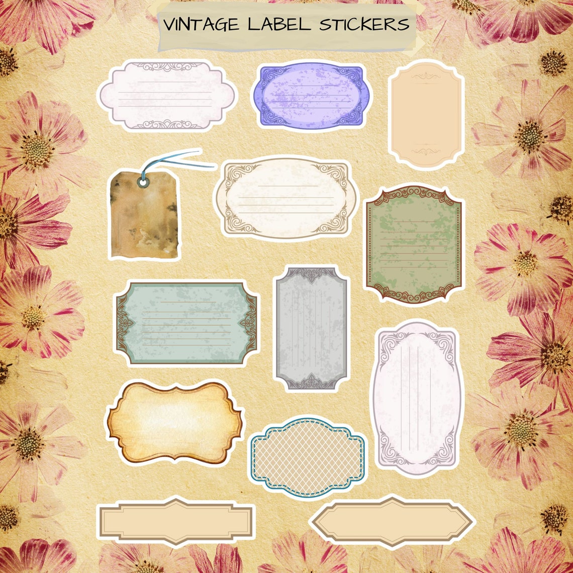 Vintage Printable Label Stickers, Digital Label Collectors Kit, Vintage ...