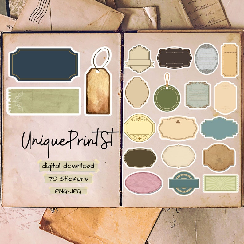 Vintage Printable Label Stickers, Digital Label Collectors Kit, Vintage ...