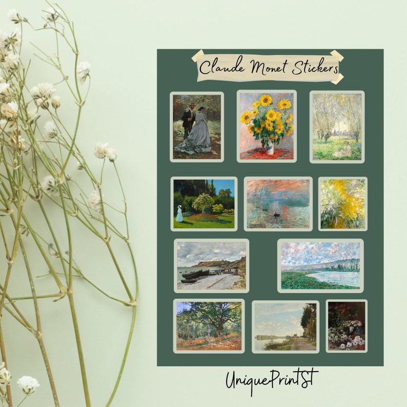 Claude Monet Printable Stickers, 23 Printable Vintage Digital Stickers ...