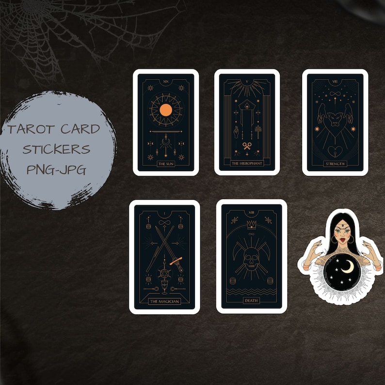 70 Pcs Tarot Card Stickers Pack, Digital Tarot Stickers for Scrapbook ...