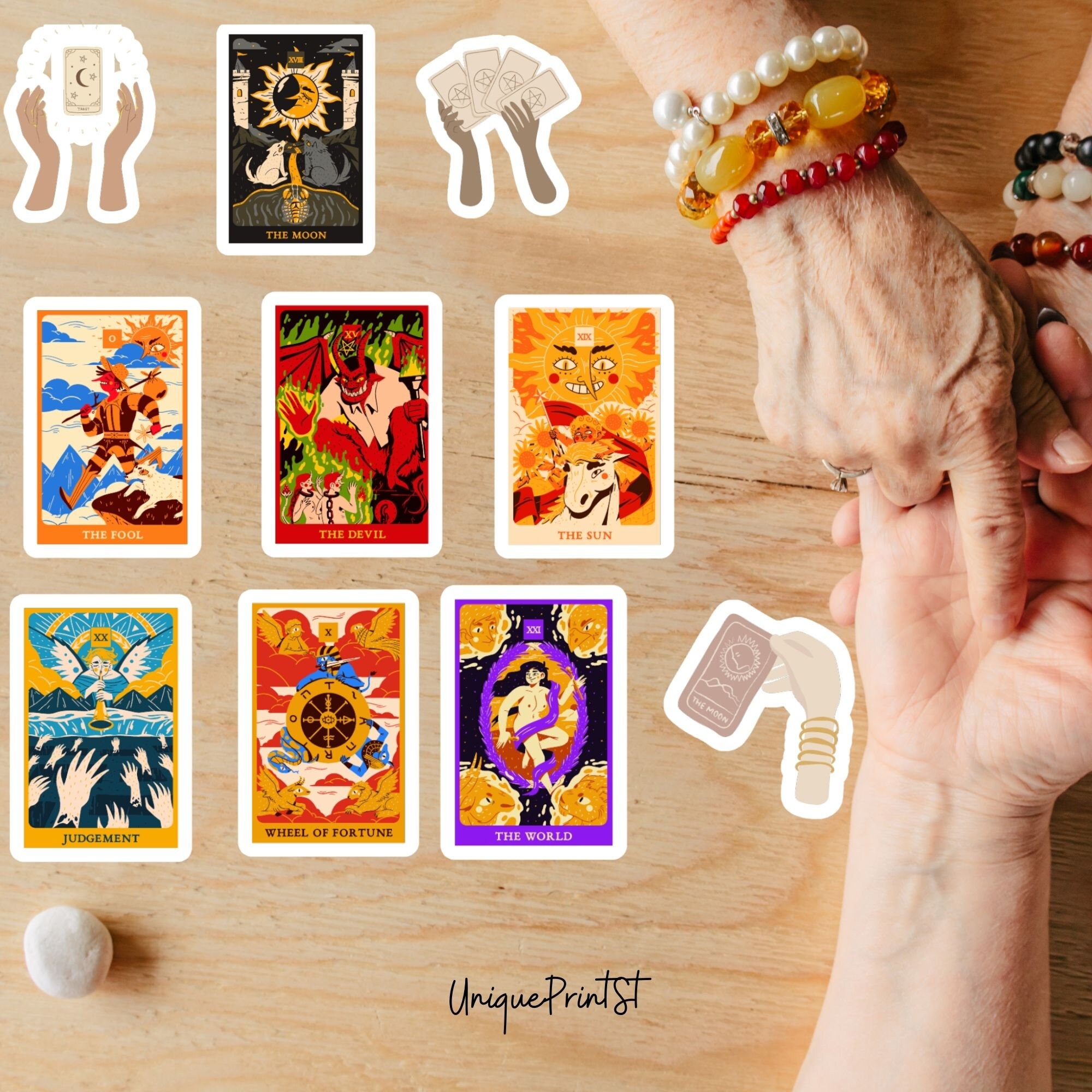 70 Pcs Tarot Card Stickers Pack, Digital Tarot Stickers for Scrapbook ...