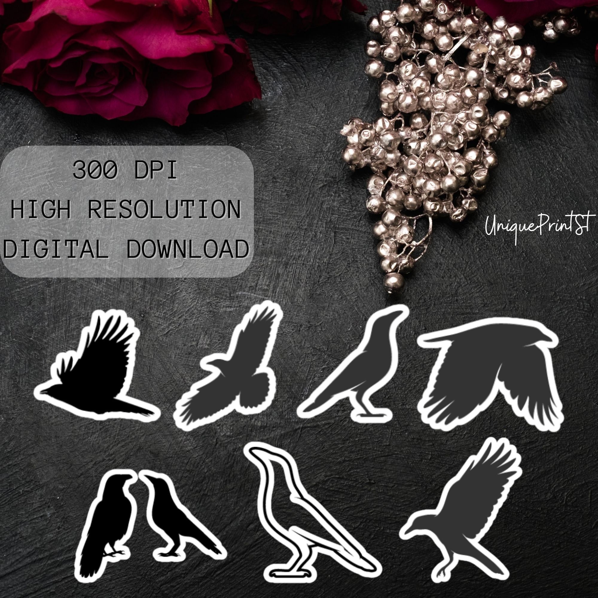 Crow/raven Printable Stickers, 51 Gothic Raven Stickers for Laptop ...