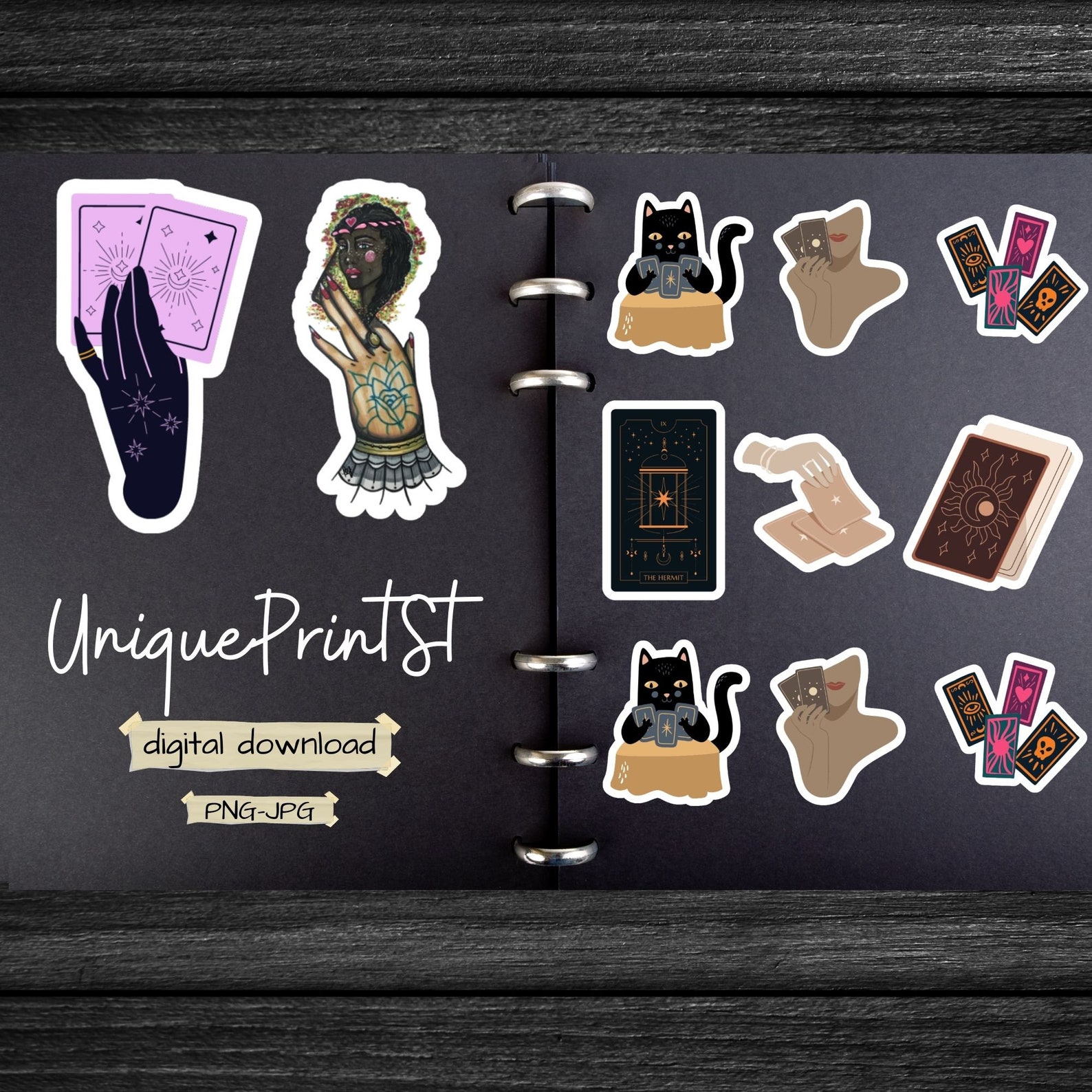 70 Pcs Tarot Card Stickers Pack, Digital Tarot Stickers for Scrapbook ...