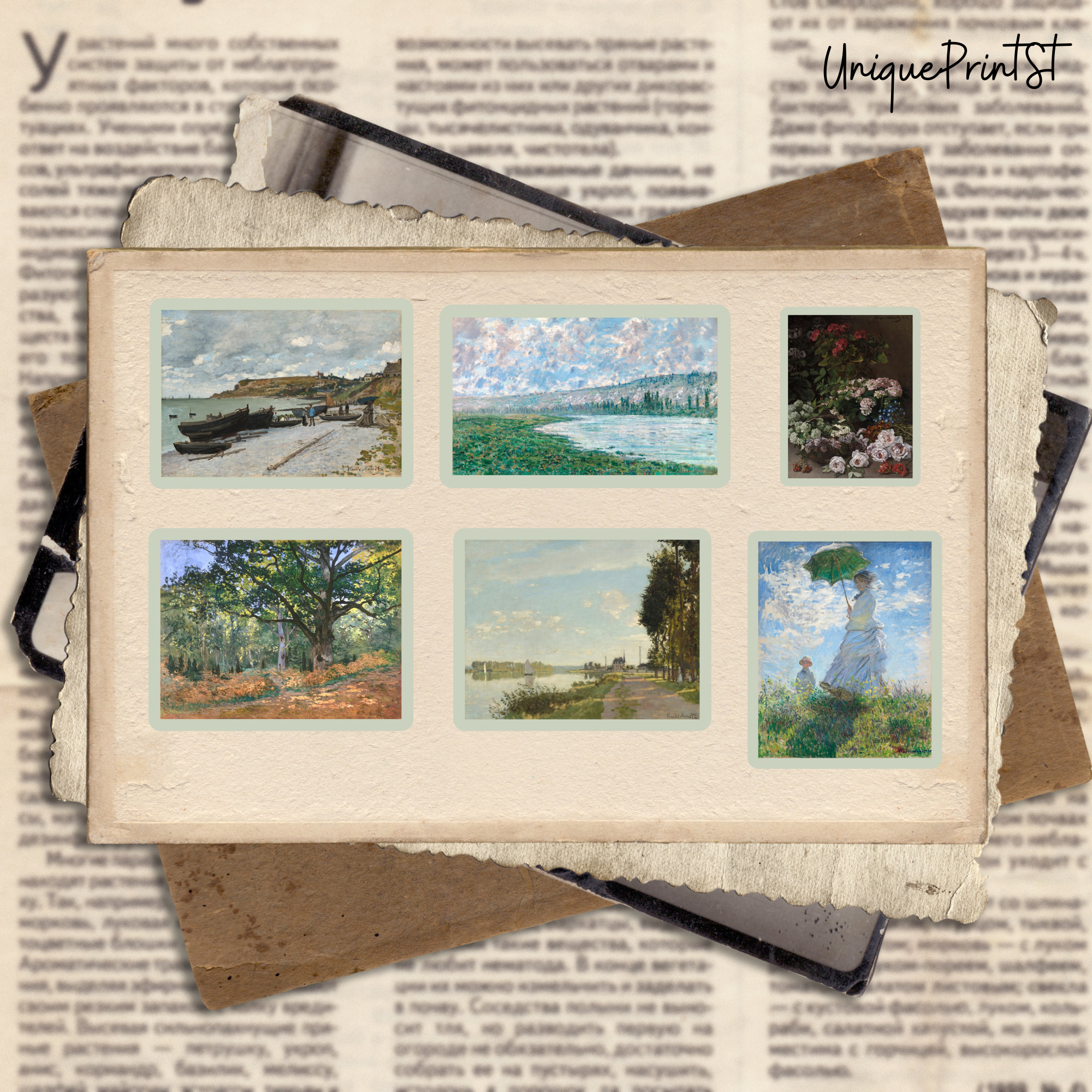 Claude Monet Printable Stickers, 23 Printable Vintage Digital Stickers ...