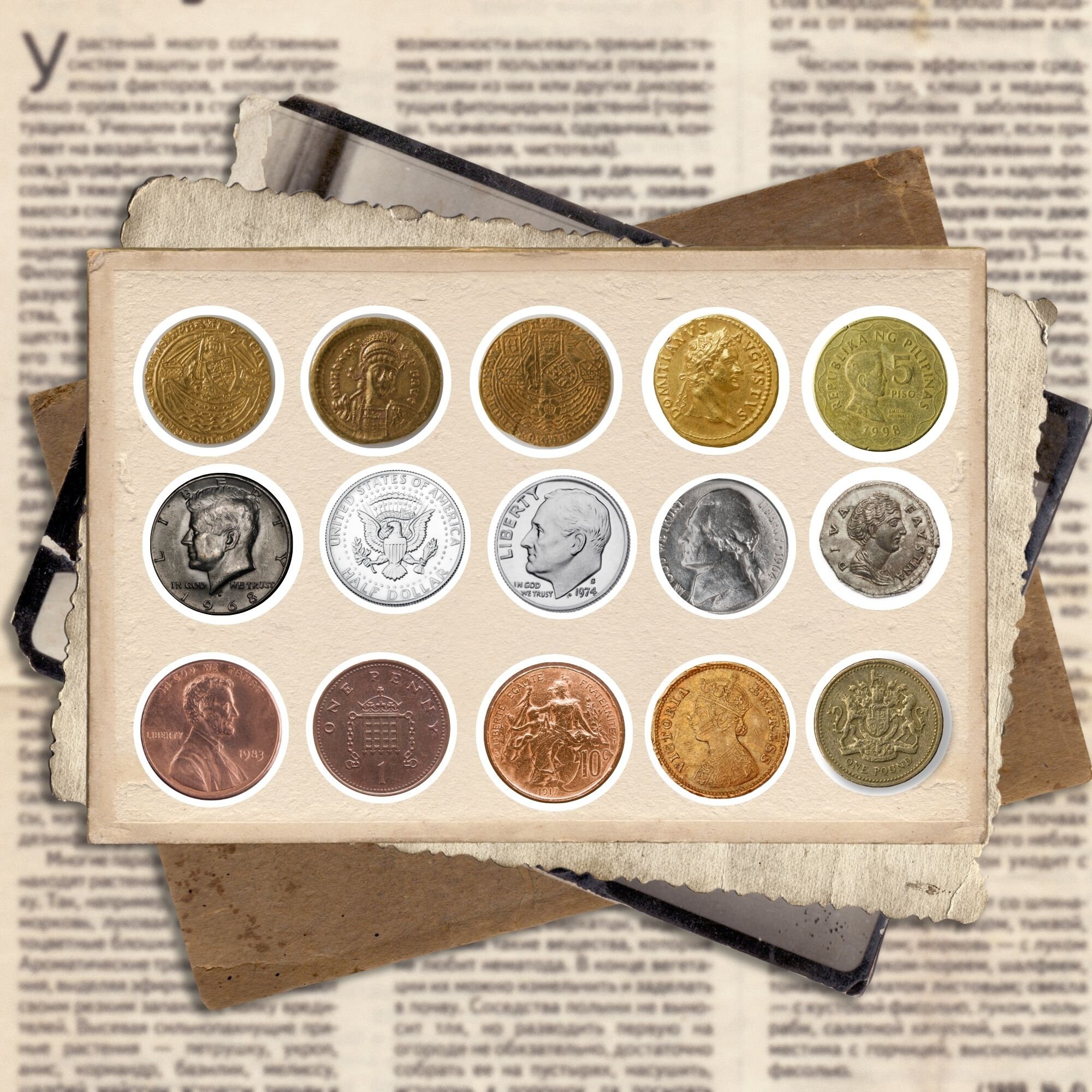 Antique Coin Stickers ,coin Scrapbook Stickers,collectible Coin ...