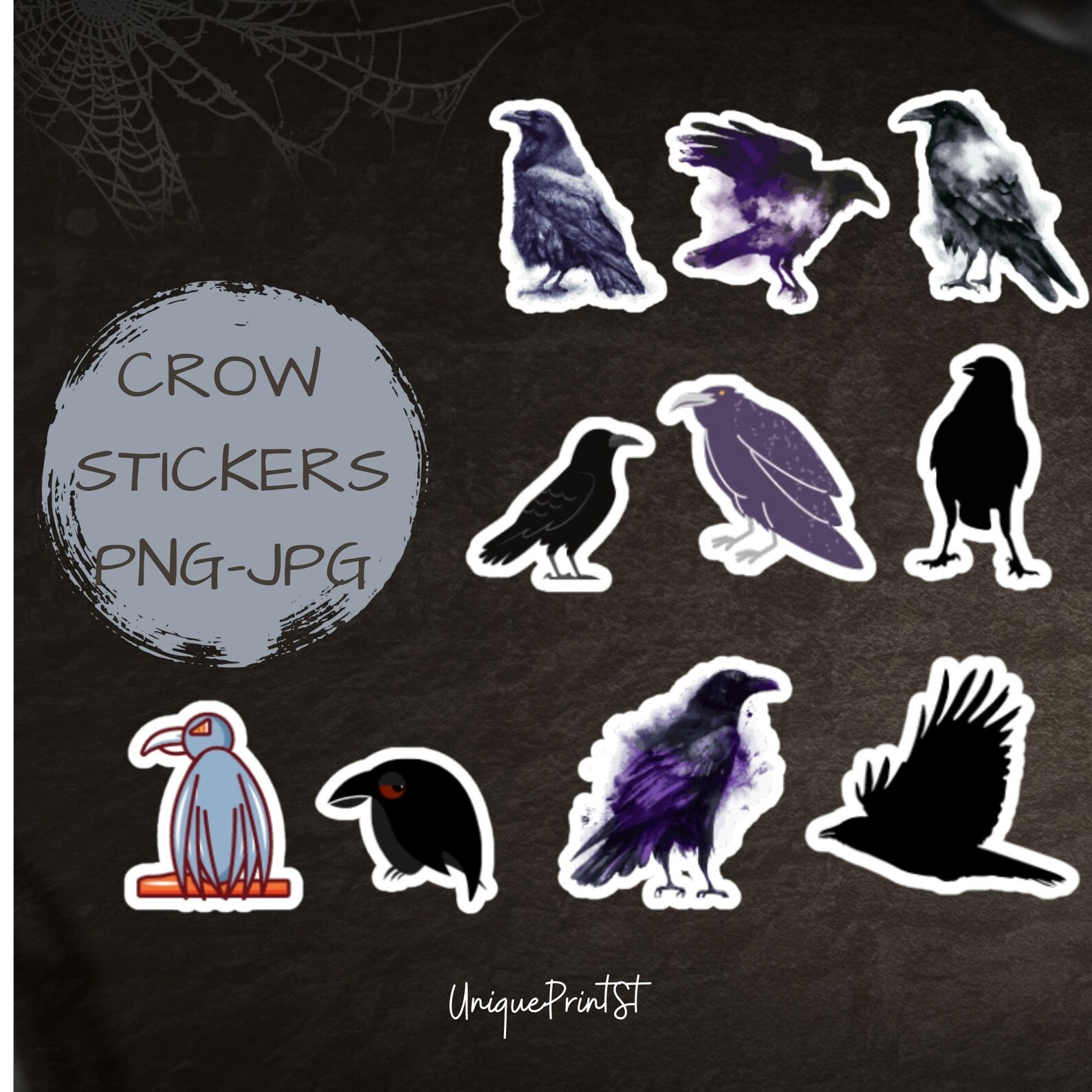 Crow/raven Printable Stickers, 51 Gothic Raven Stickers for Laptop ...