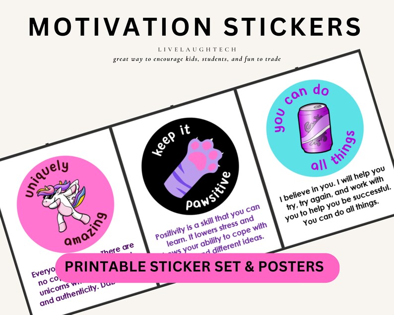 Printable Motivation Stickers and Poster Set of 9 | Teacher Tools ...