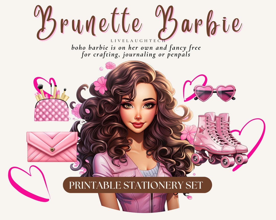 Brunette Barbie Skipper Printable Stationery Set & Envelopes for ...