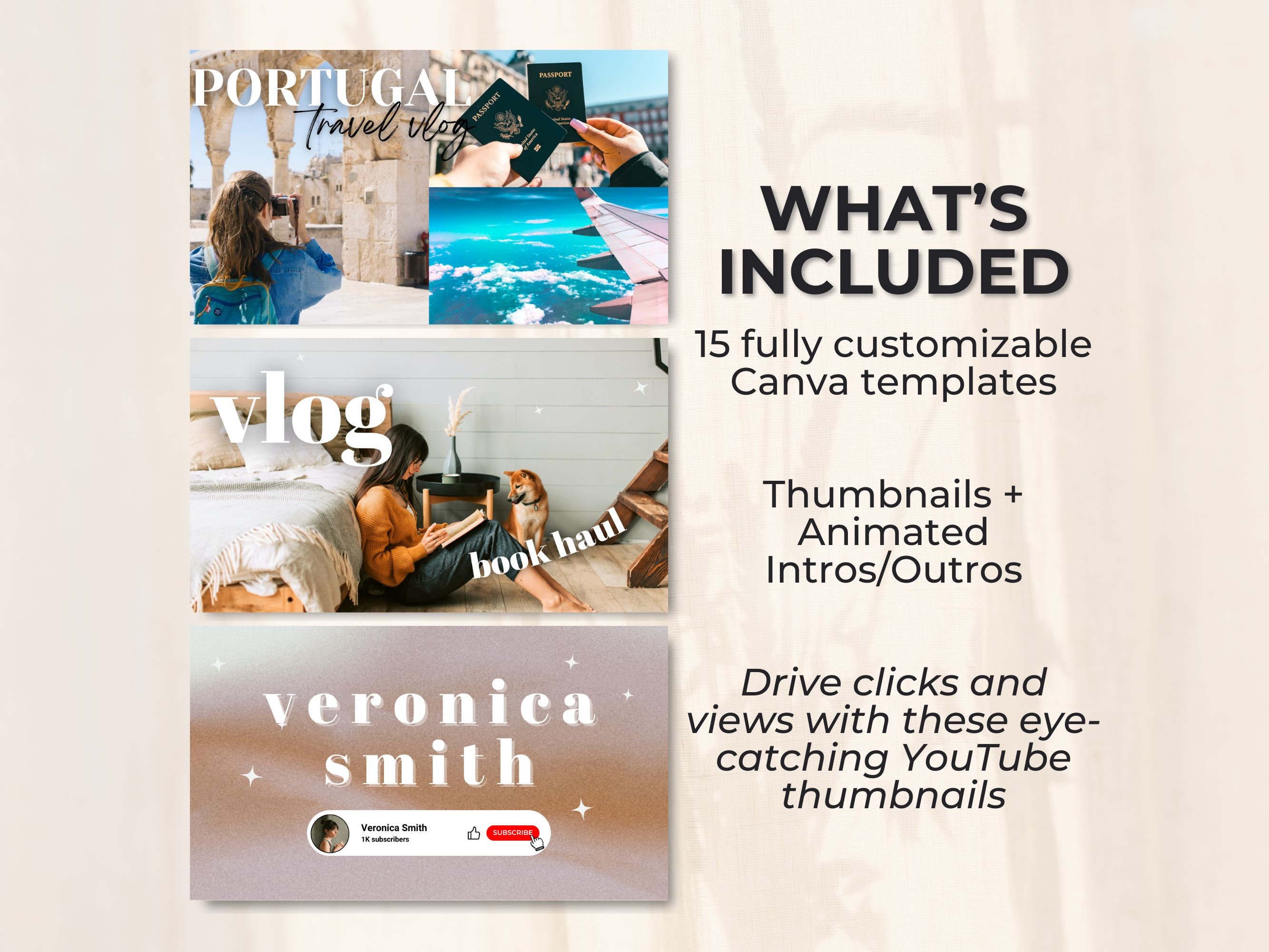 Youtube Influencer Vlogger Thumbnail Templates Kit | Animated Intro and ...