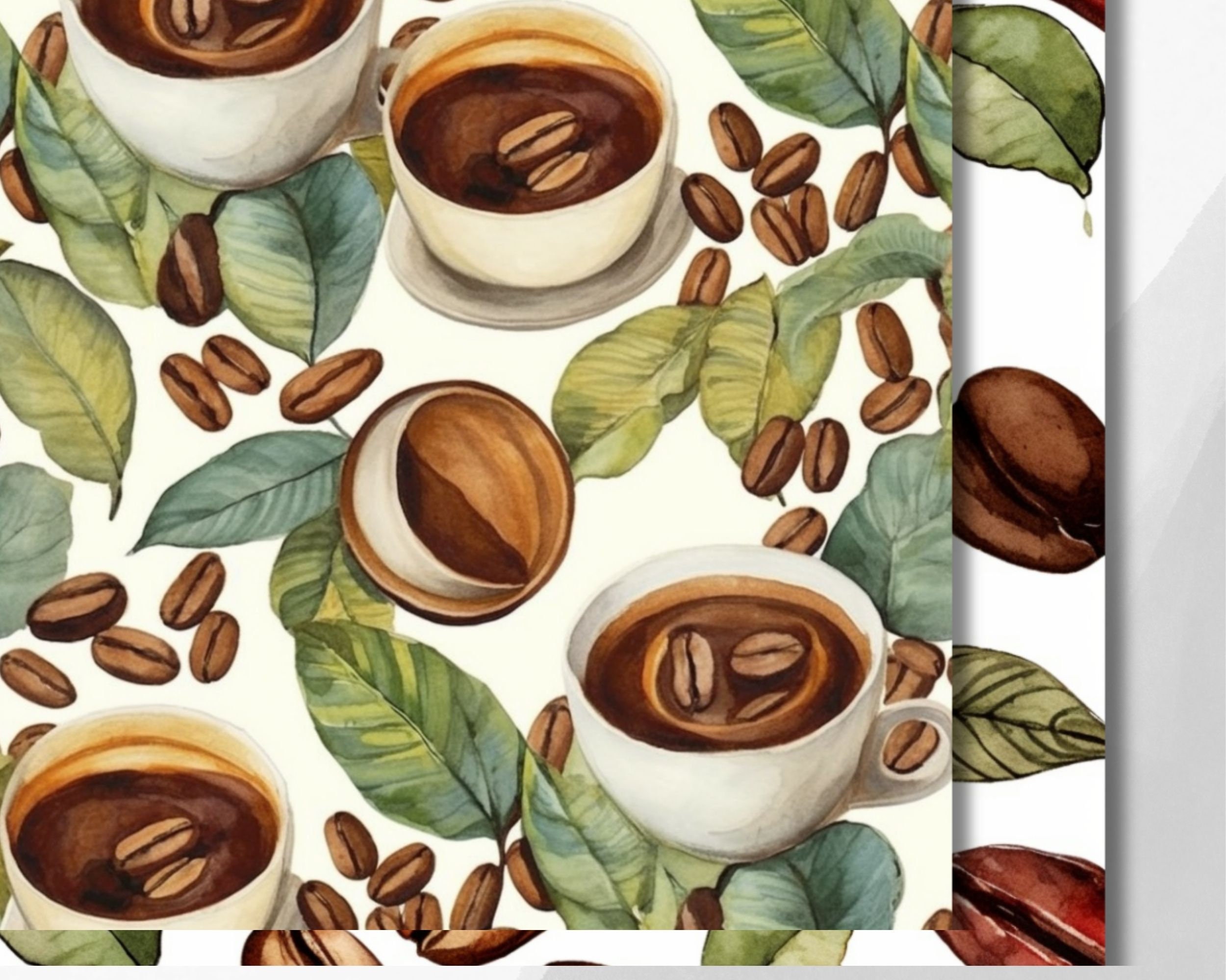 Watercolor Coffee Digital Paper, Seamless Coffee Bean Printable ...