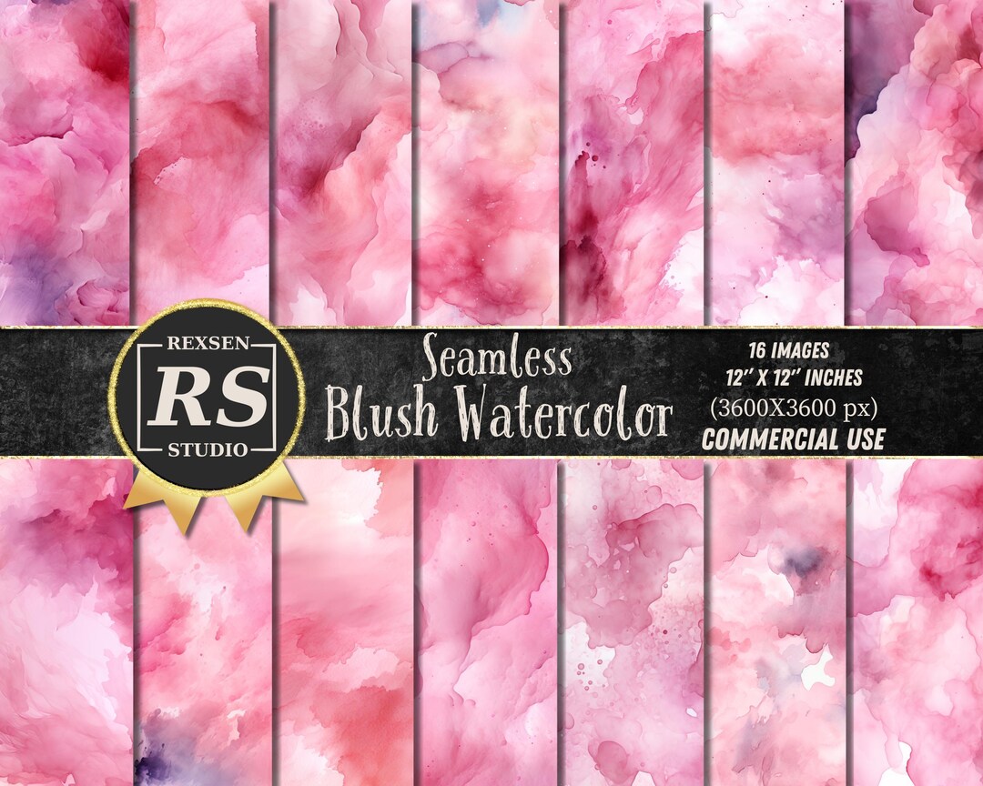 Blush Watercolor Digital Paper Seamless Pink Watercolor Textures ...