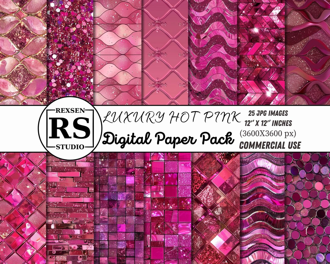 Hot Pink Glam Digital Paper: Glitter, Sequin & Foil Textures (digital ...