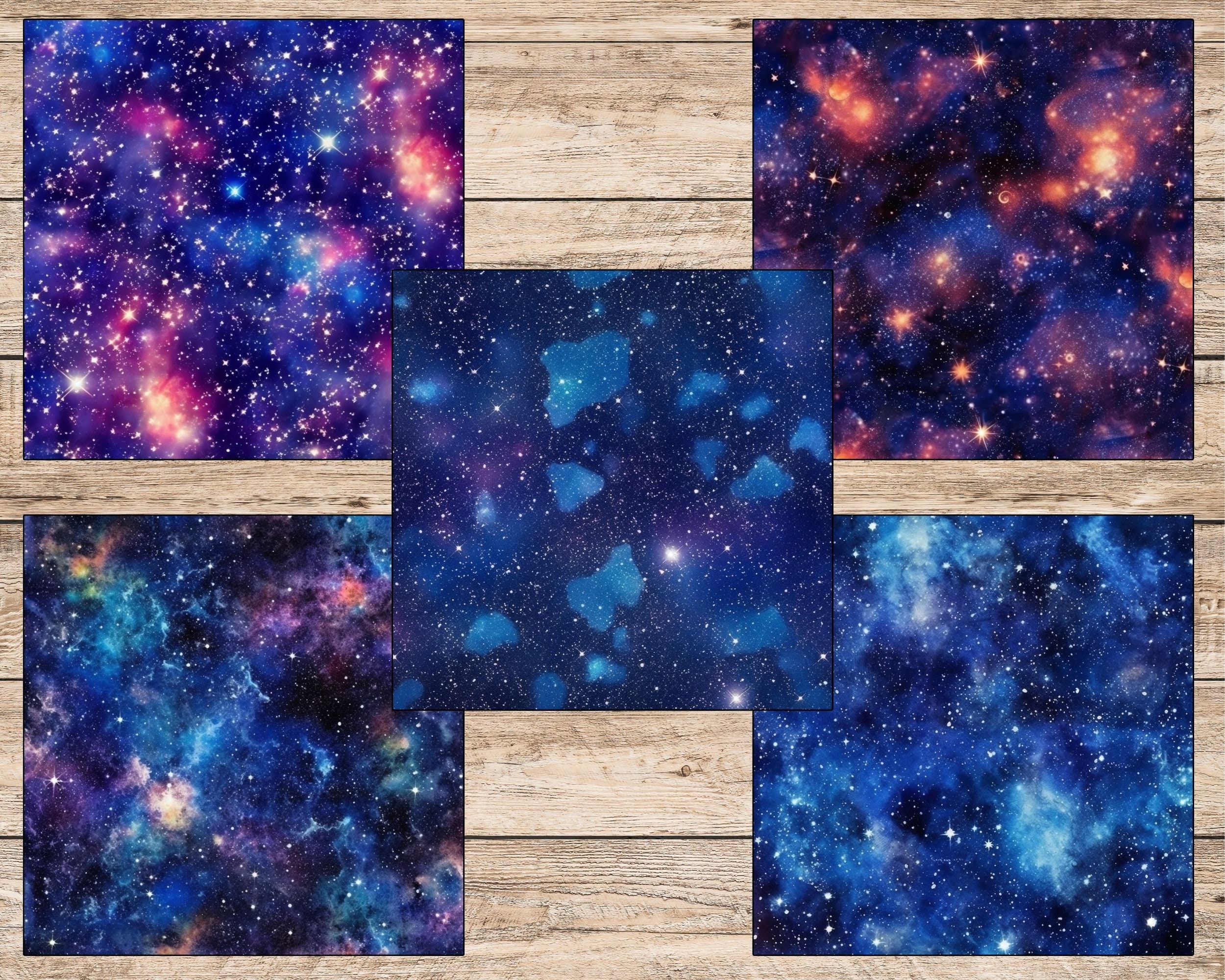 Galaxy Stars Digital Paper, Night Sky Stars, Painted Galaxy, Colorful ...