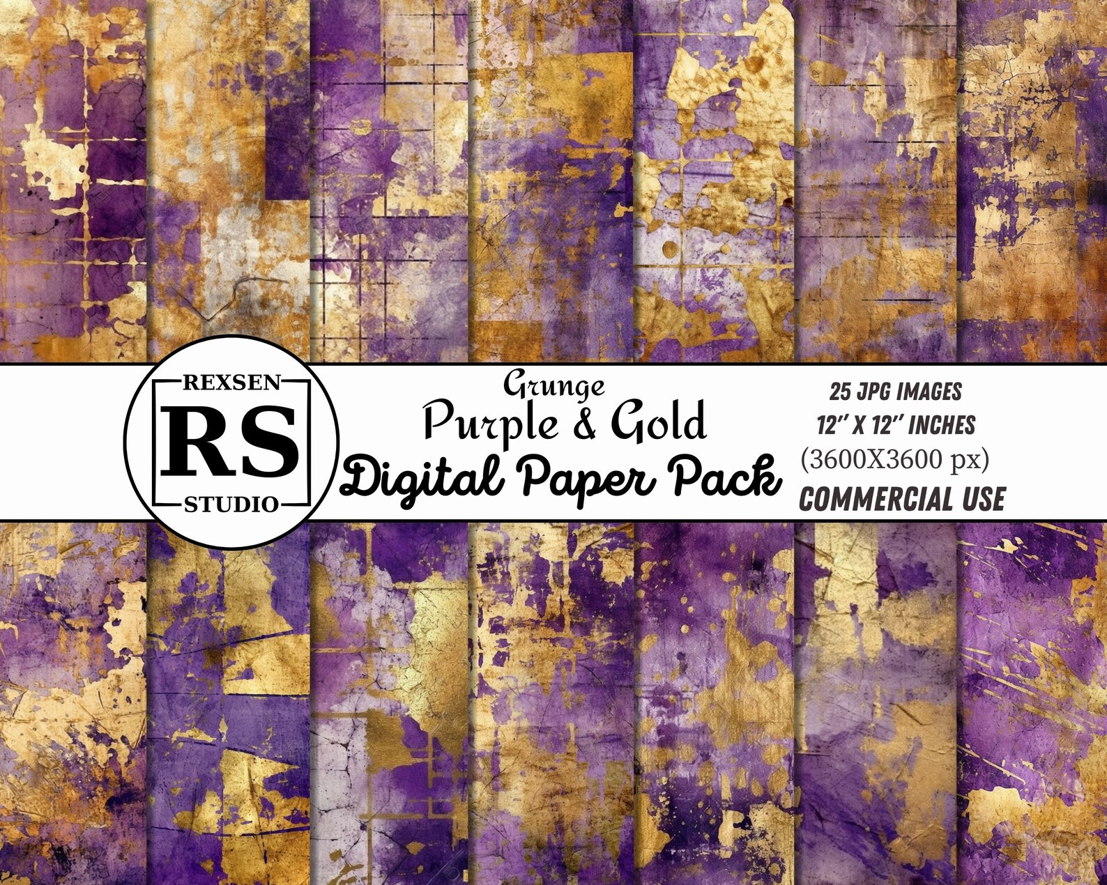 Grunge Purple and Gold Textures: Scrapbook Paper (digital Download) - Etsy
