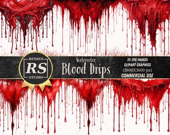 Blood Watercolor Drip Clipart, Printable Paint Splash Png, Vampire ...