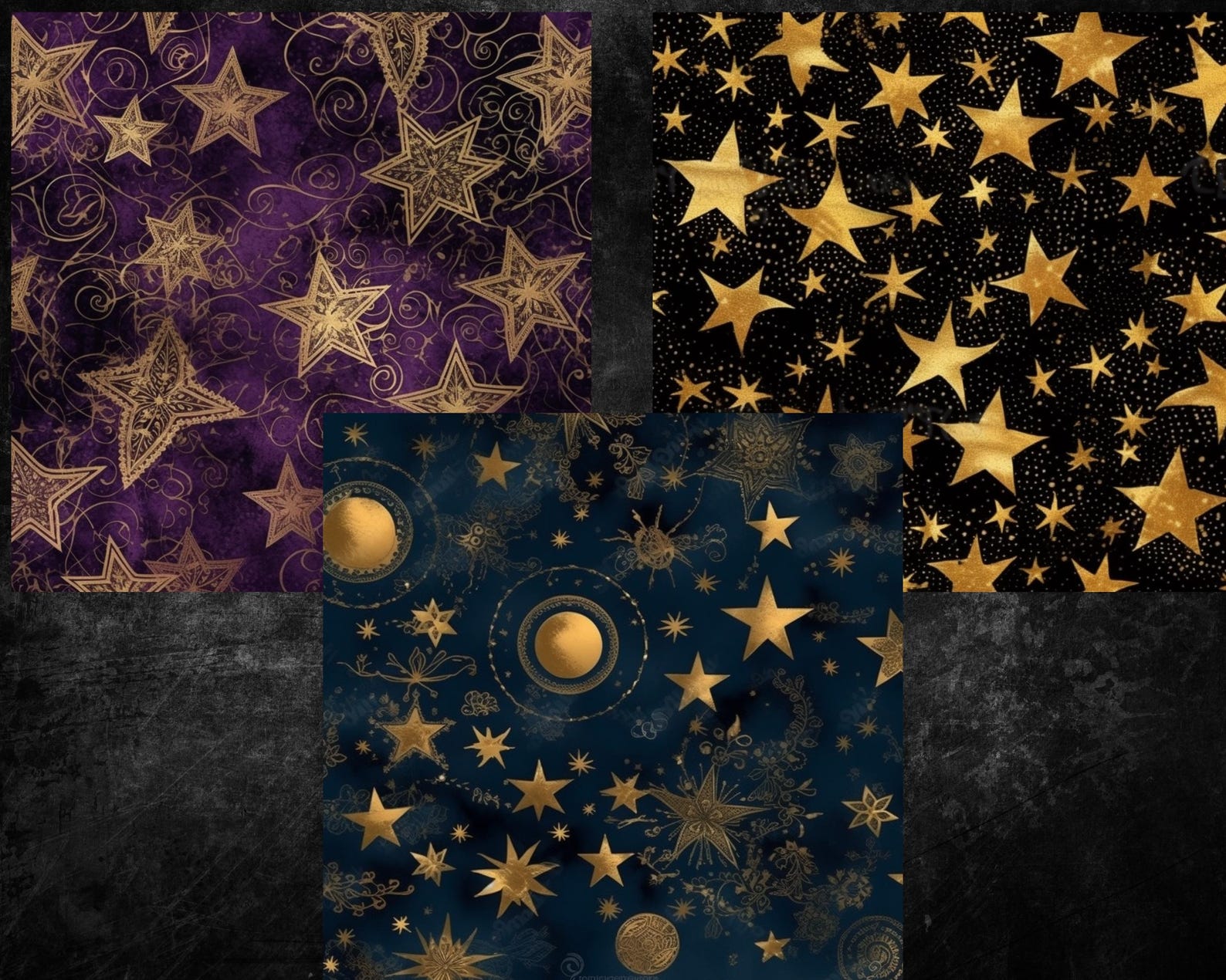 25 Celestial Gold Star Velvet Digital Paper Pack (PDF) | Seamless ...