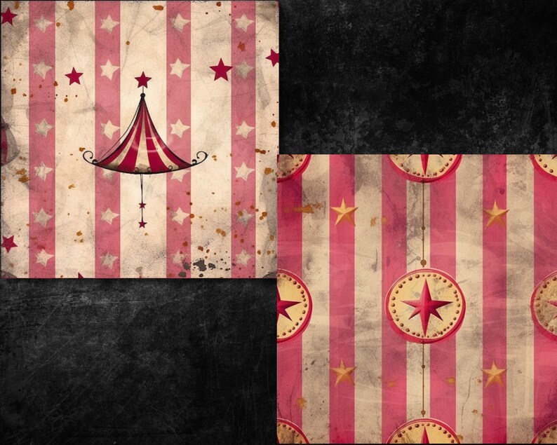 Vintage Circus Digital Paper Backgrounds Grunge Distressed Textures ...